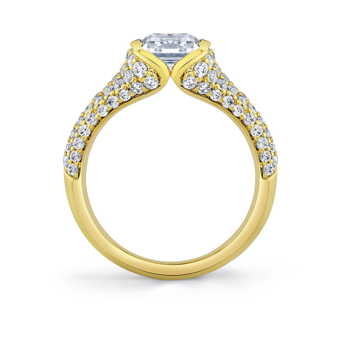 Shell Auranova Half Bezel Pavé Engagement Ring with Shell Tip ...